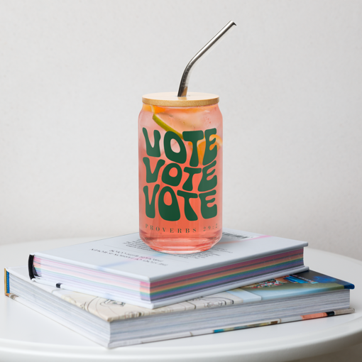 AFA Resource Center - VOTE VOTE VOTE Glass Cup with Lid & Straw